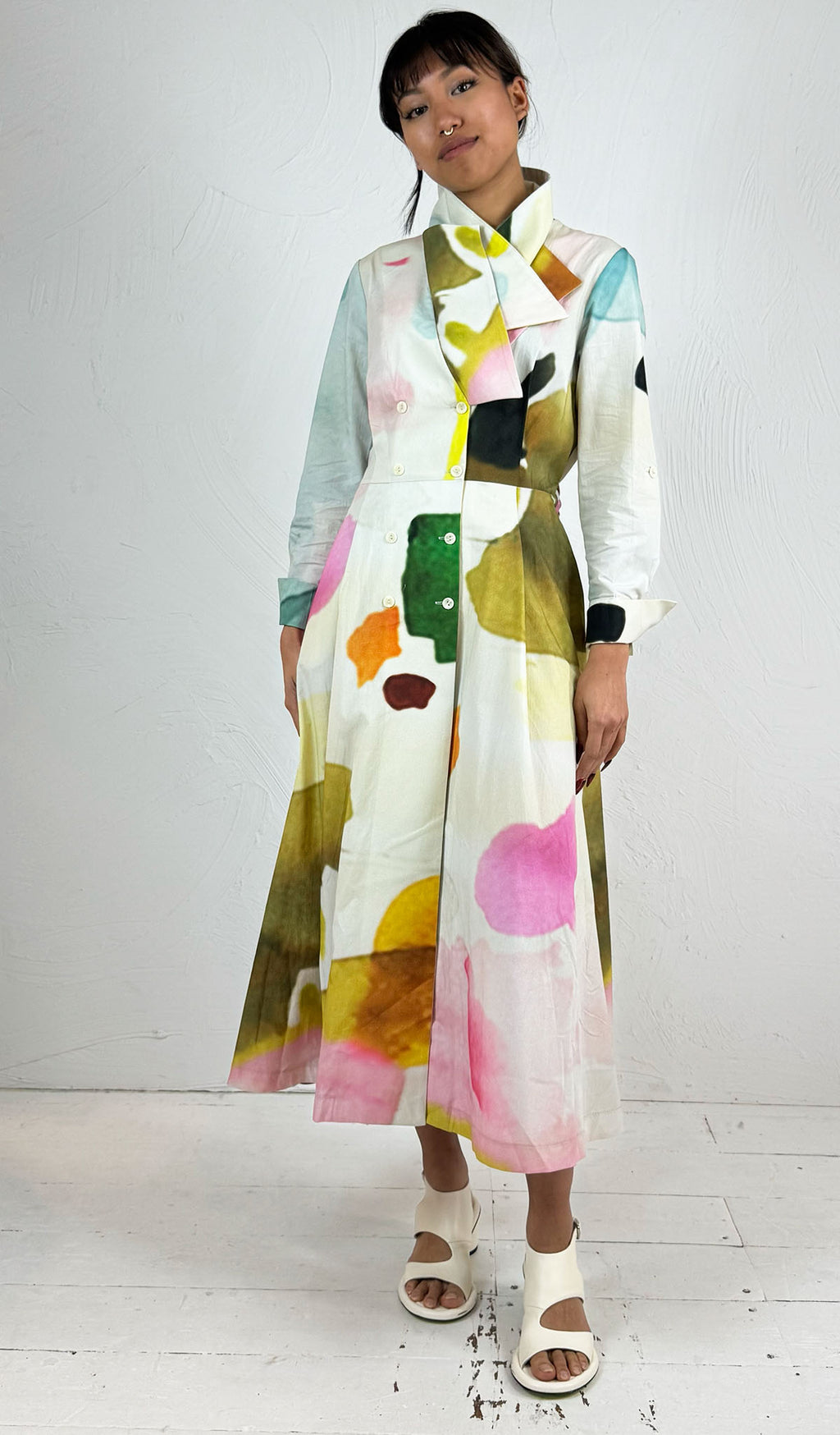 Bize Watercolour Shirt Dress – Blue Woman