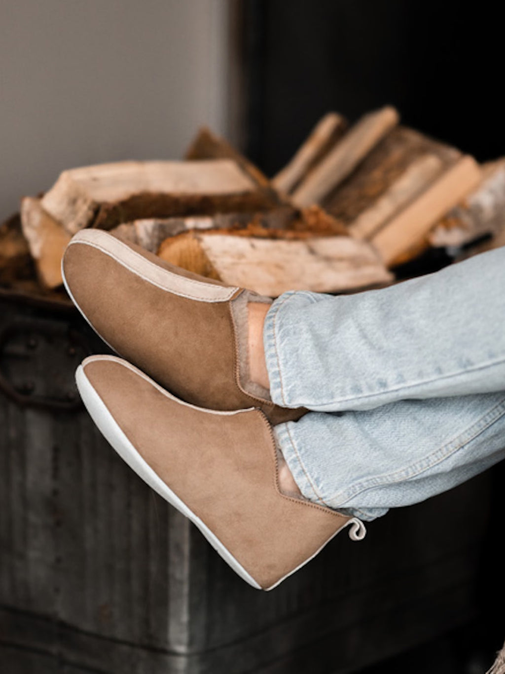 Sheepskin Slippers - Stone – Blue Woman